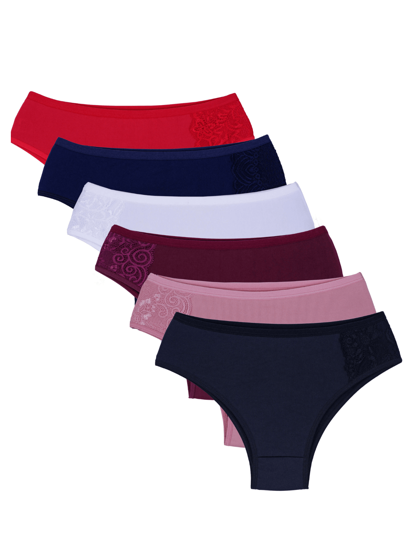 kit 5 Calcinhas calça alta com lateral de renda lingerie poliéster ...