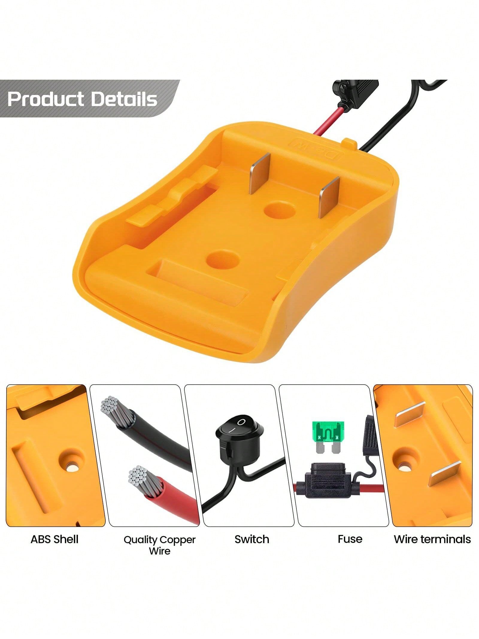 Power Wheel Adapter for DeWALT 20V Dock Power Connector 14 Gauge ...