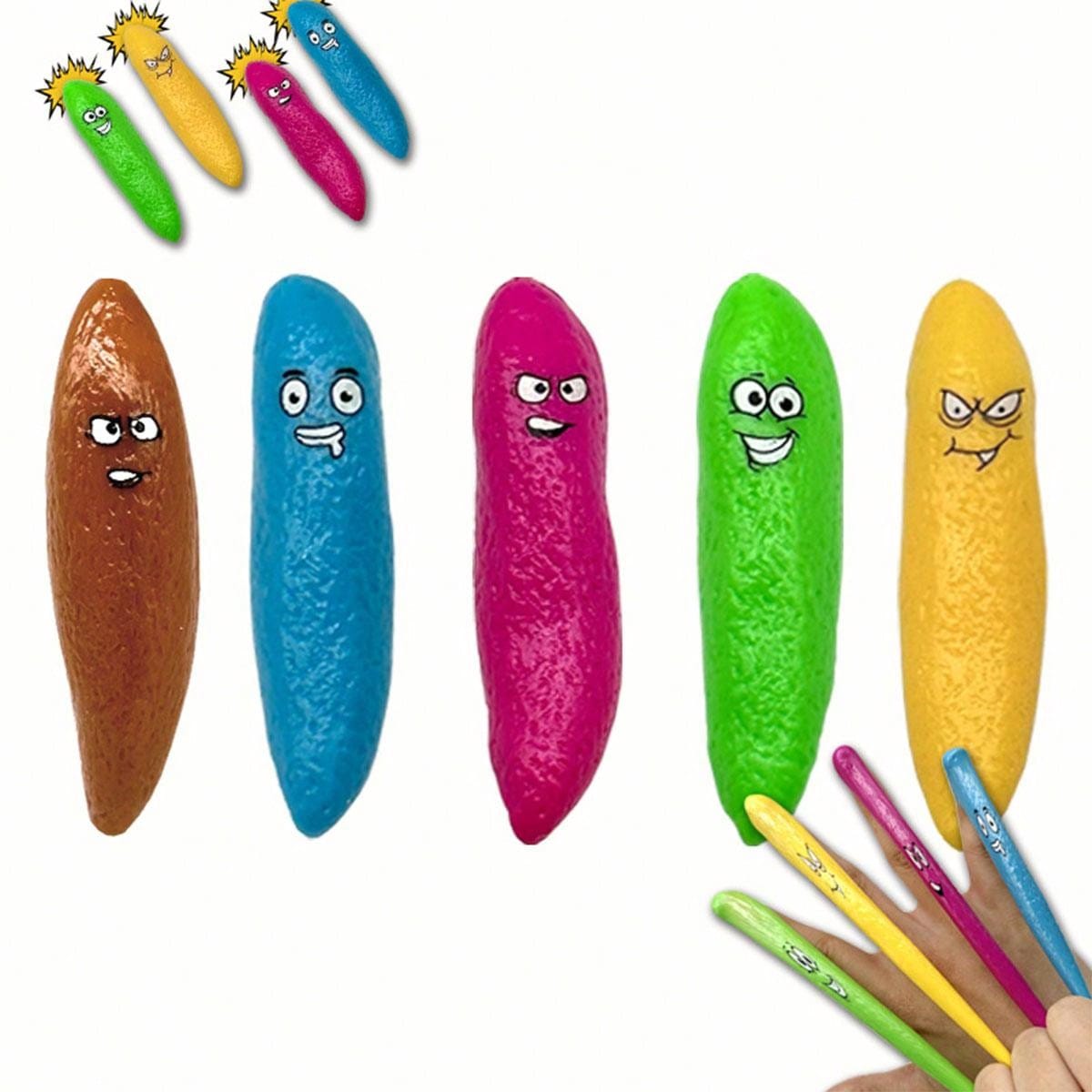 5pcs Color Random Finger Poop Fun Finger Slingshot Soft Adhesive Wall ...