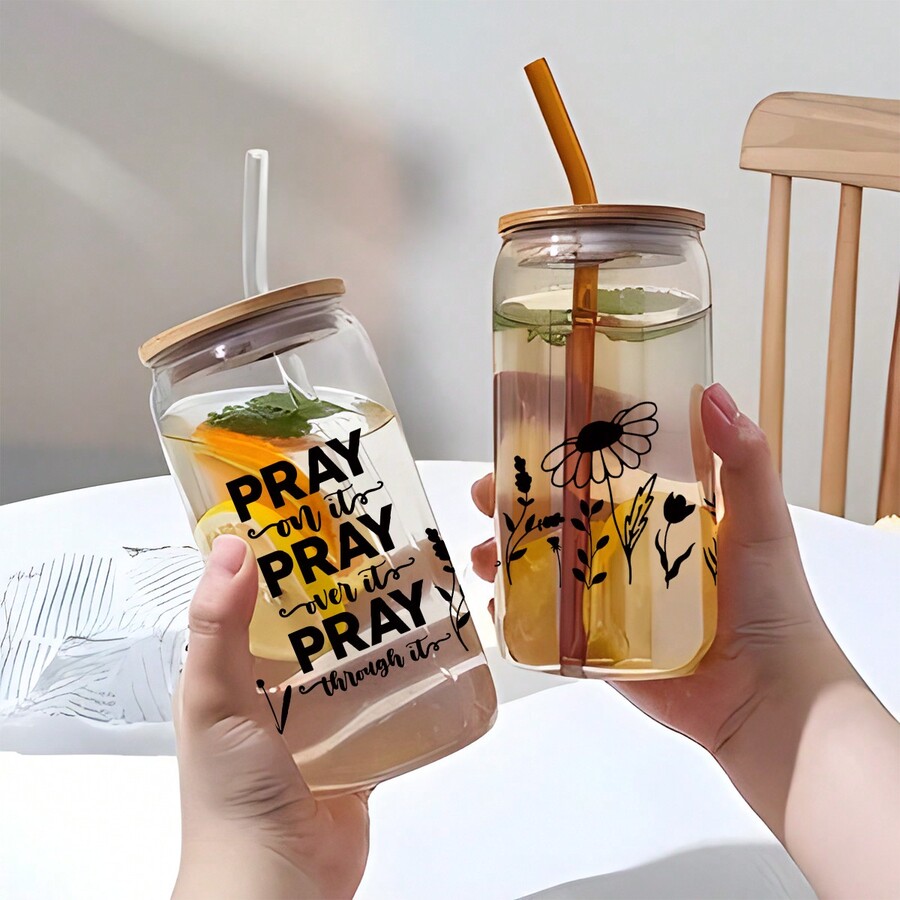 1PC UV Dtf Transfer Pray On It Design Sticker For 16oz Glass Cups Diy ...