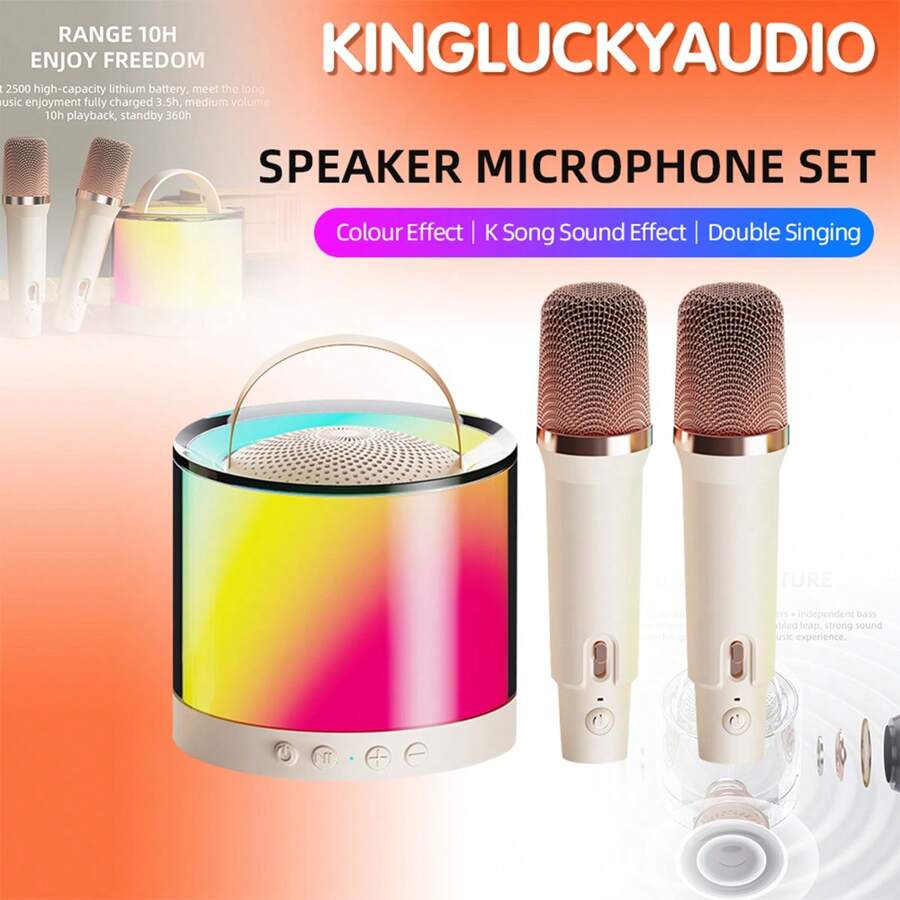 KING LUCKY K36 With Two Microphones, Mini Karaoke Audio All-In-One ...