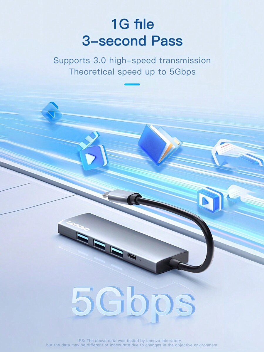 Hub USB-C (5 in 1) con display HDMI 4K, ricarica Power Delivery da 100W, 3 porte dati USB-A ...