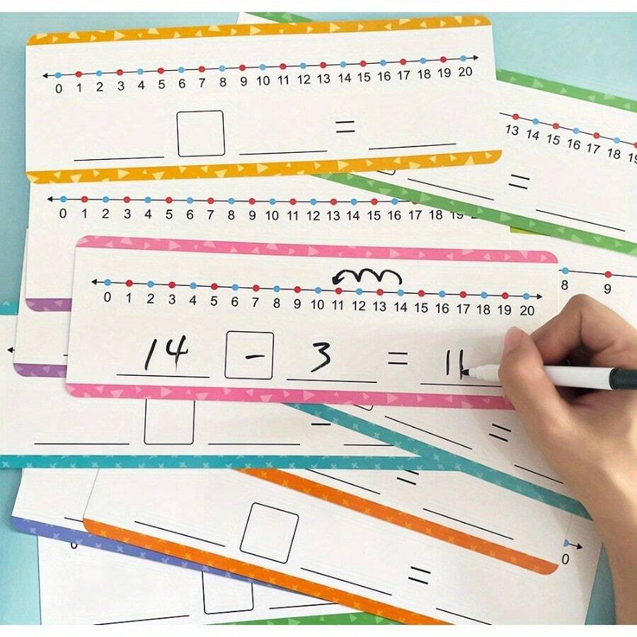 16 Packs Dry Erase Number Line Cards, 0-10, 0-20 Number Line For ...