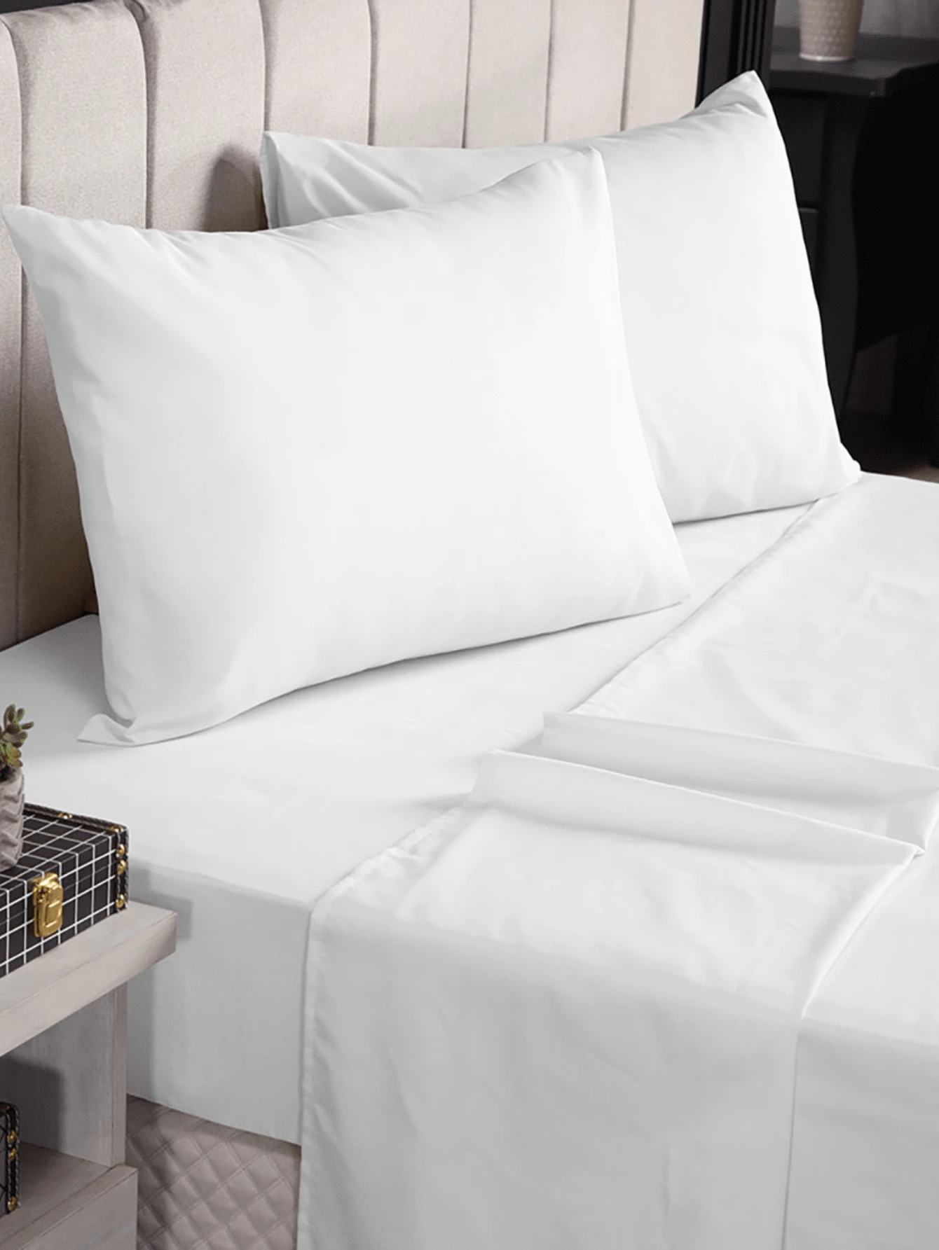 Jogo de Lençol Casal 4 pcs 100% Algodão 200 Fios Com Fronha Cama Box ...