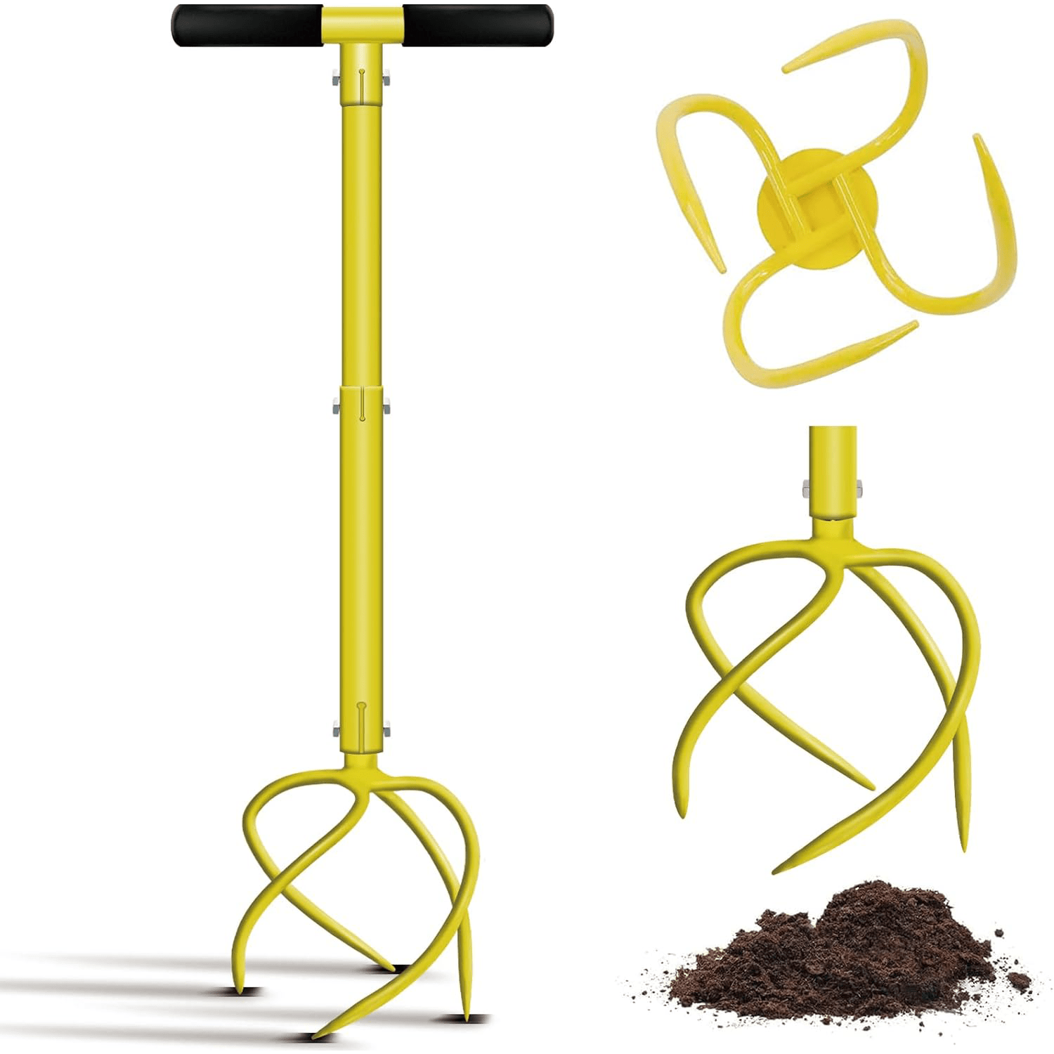 Manual Twist Tiller, Adjustable Height Tiller, Heavy Duty Garden Claw ...