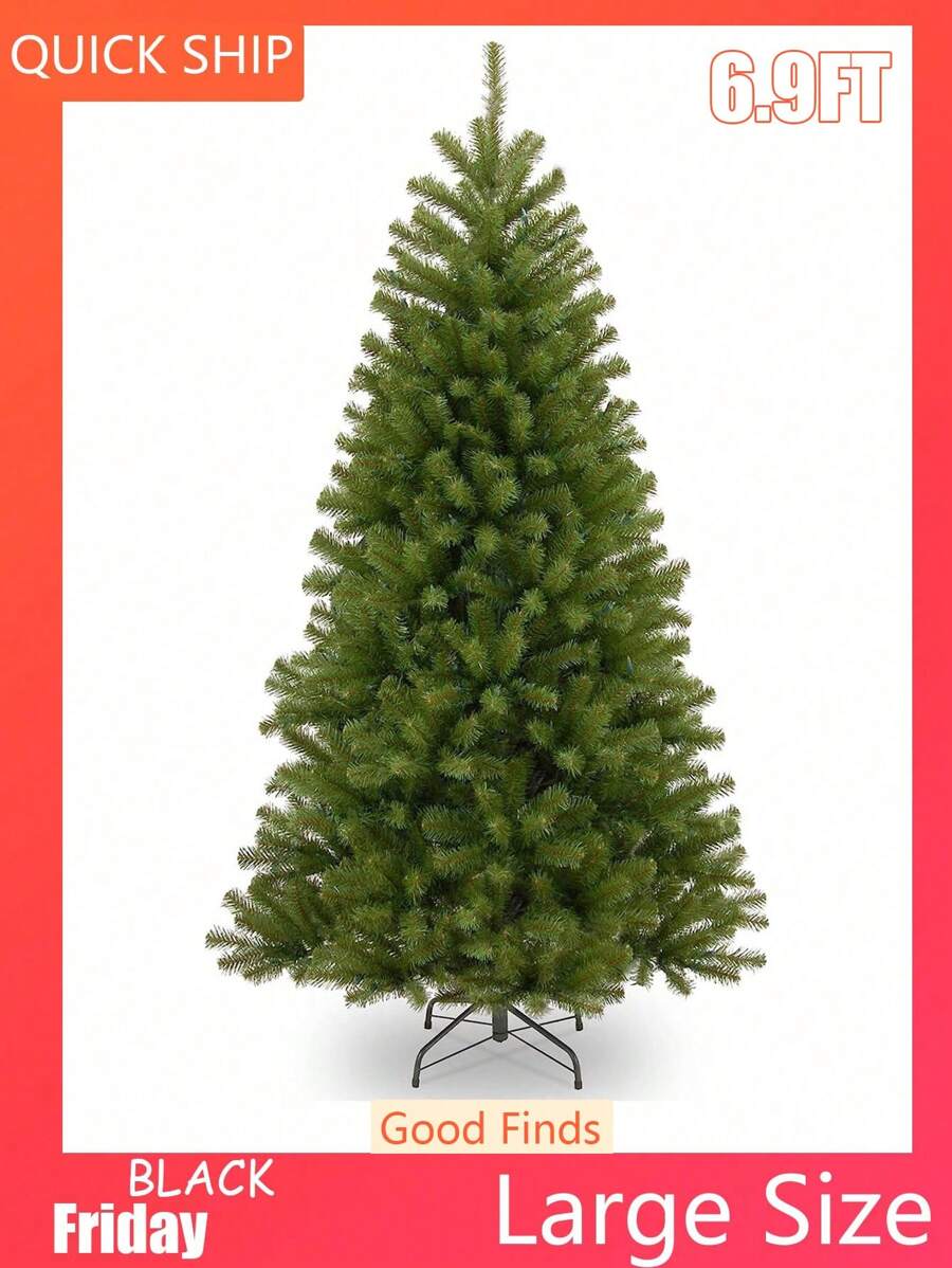 6.9ft Pre-Lit Snow Flocked Artificial Christmas Pine Tree with ELD ...