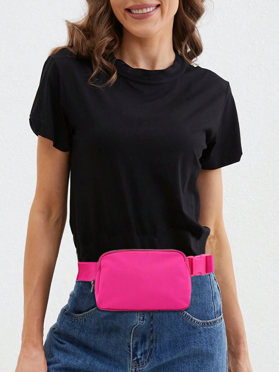 Small Waist Bag Neon Pink Funky Style Ruched Evening Bag For Women, Top ...