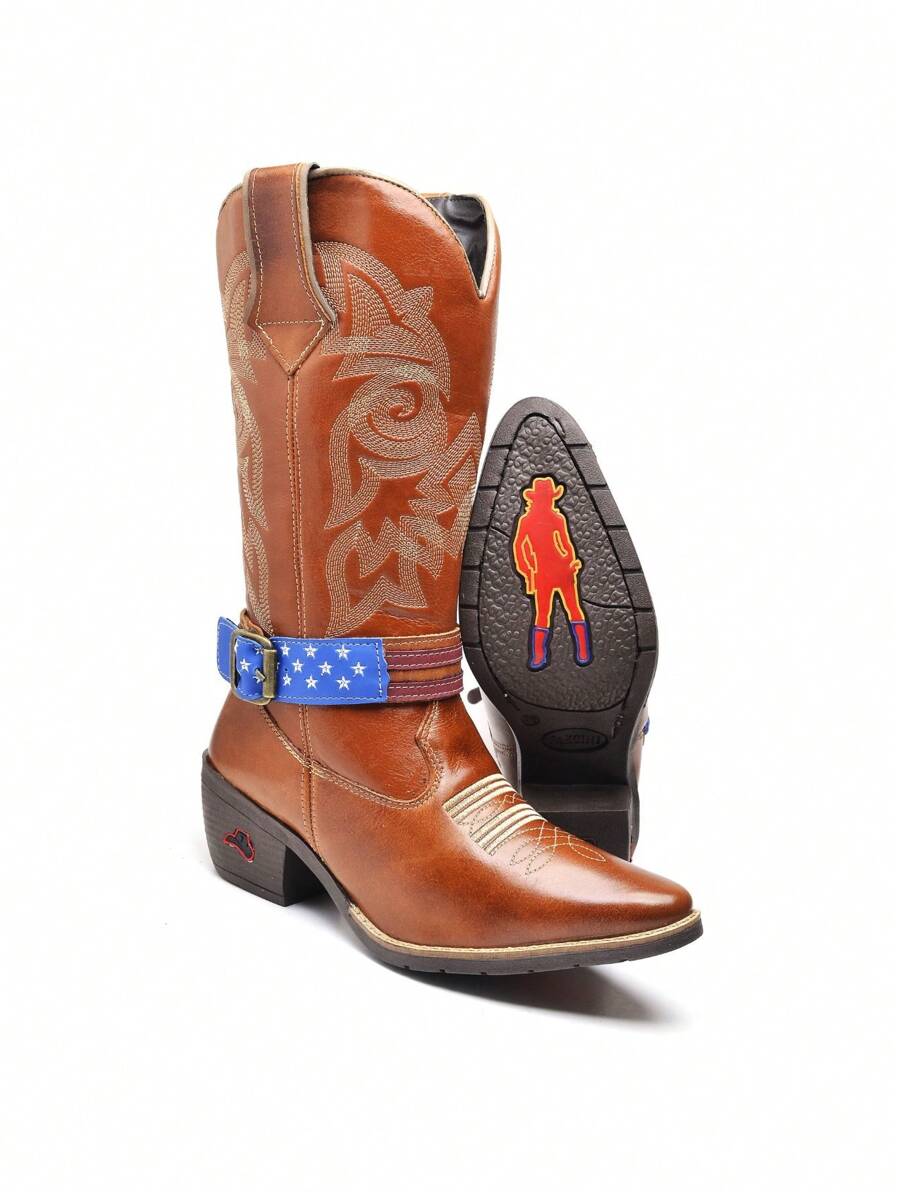 Bota Texana Feminina Bico Fino Cano Longo Macia E Confortavel Fattor ...