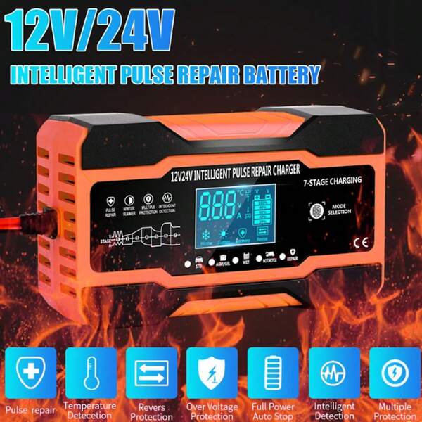 Car Battery Charger Intelligent Fast Charging Pulse Repair Charger For ...
