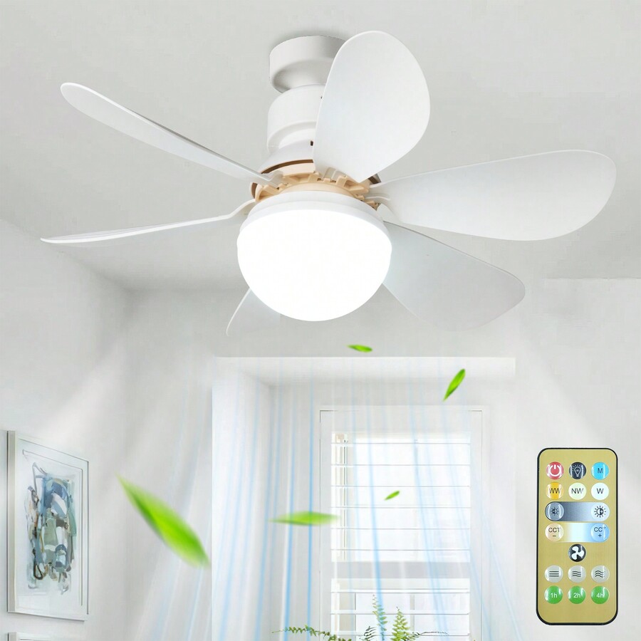 30W 16.5"New Small Modern Ceiling Fan with Light & Remote - E27 Screw ...