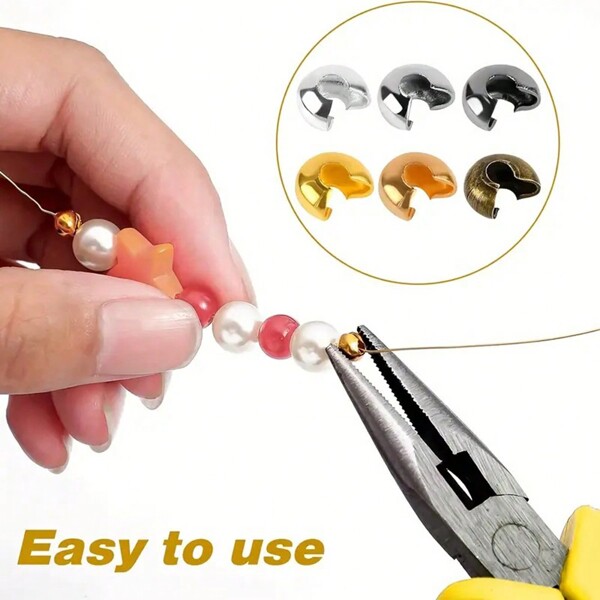 100pcs C Shape Crimp End Beads Open Stopper Beads For Artificial ...