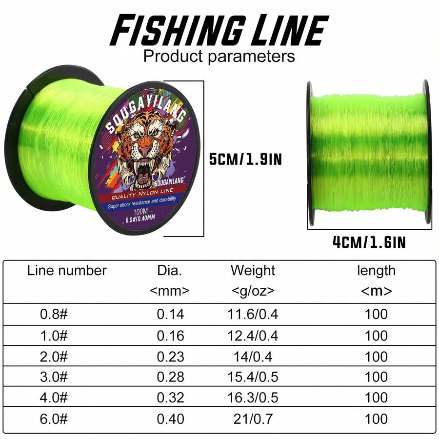 Linha De Pesca De Nylon Sougayilang De 100m 0,14mm-0,4mm Para Carpas E ...