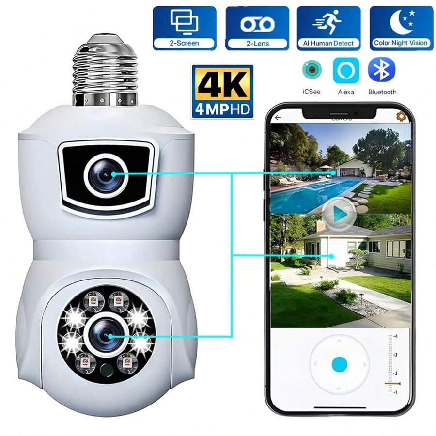 4MP PTZ Wifi Camera Indoor Night Vision Dual Screen Human Detection 4MP ...