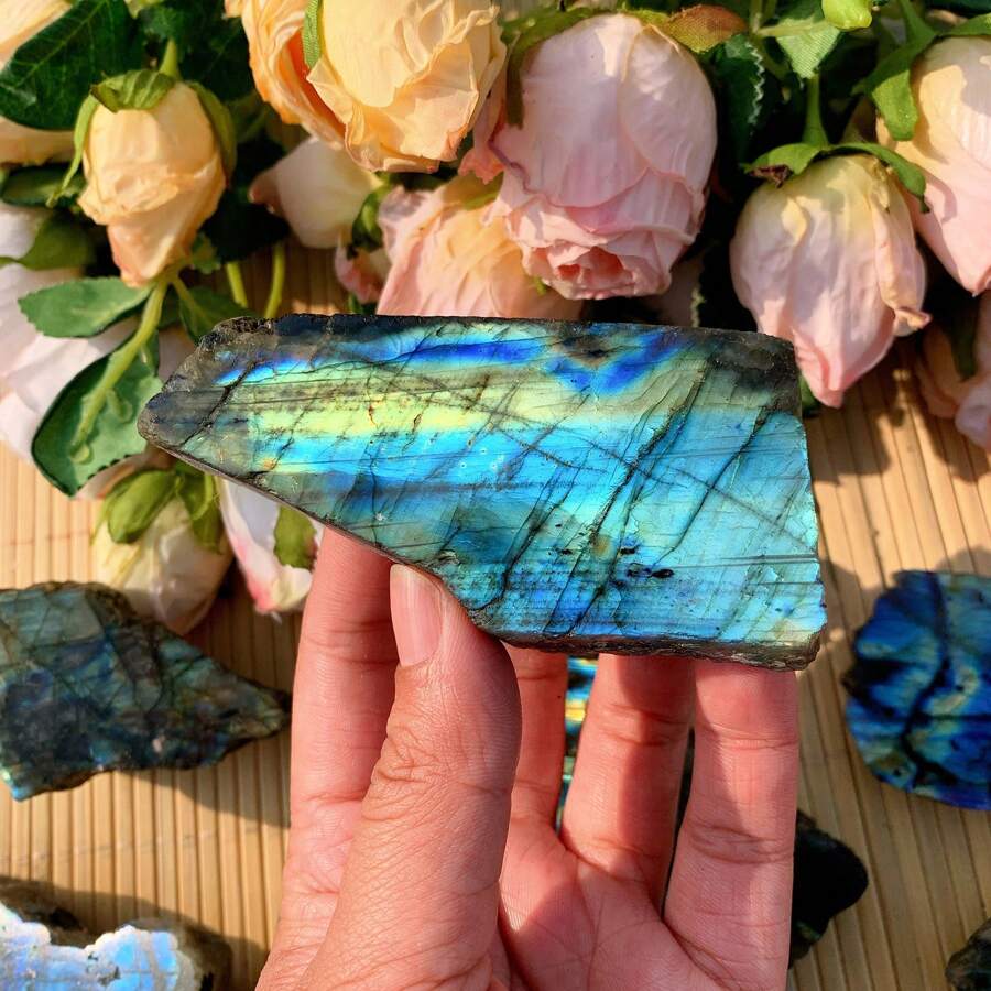 Labradorite Slab, Natural Polished Stone Slice for Healing and ...