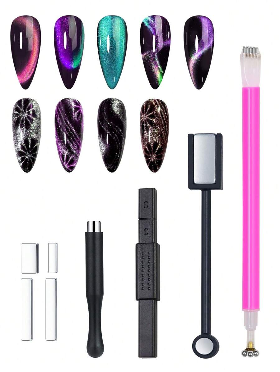 Magnetic Cat Eye Nail Polish Gel Design Tool Kit, Including 8psc Of ...