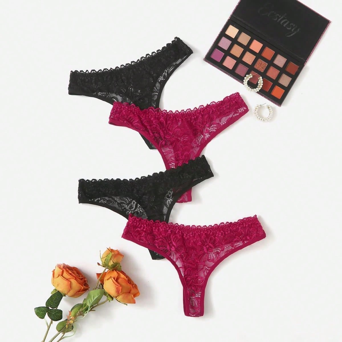 Lace Perspective Thongs | SHEIN USA