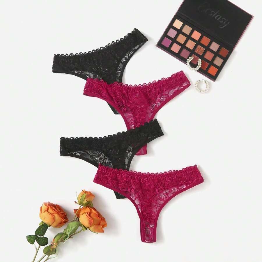Lace Perspective Thongs | SHEIN USA
