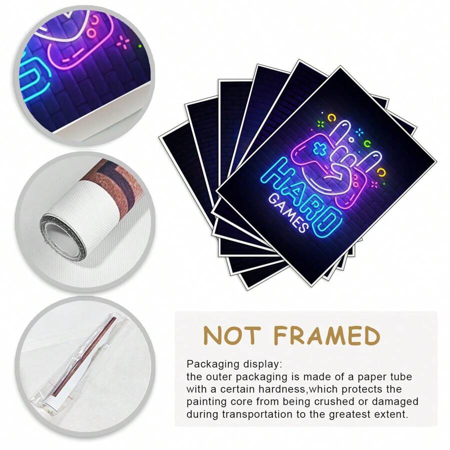 6pcs/set Colorful Video Game Neon Posters for Gaming Room Decor ...