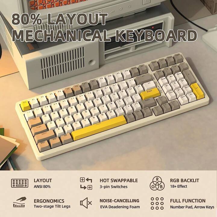 AjazzK3 Max Mechanical Gaming Keyboard,Hot Swappable Mechanical ...