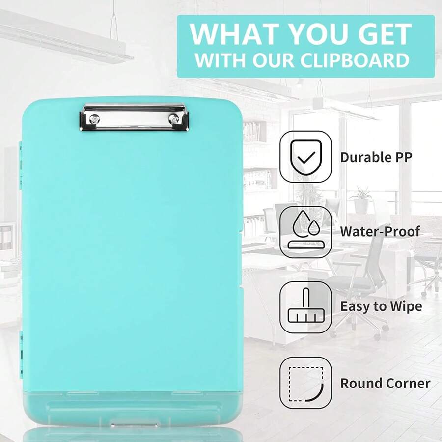 1pc Clipboard With Storage, A4 Loose Leaf Clip With Pen Holder For Care ...