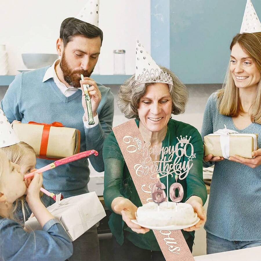 60th Birthday Decoration - Includes 60th Birthday Belt, 60th Birthday ...