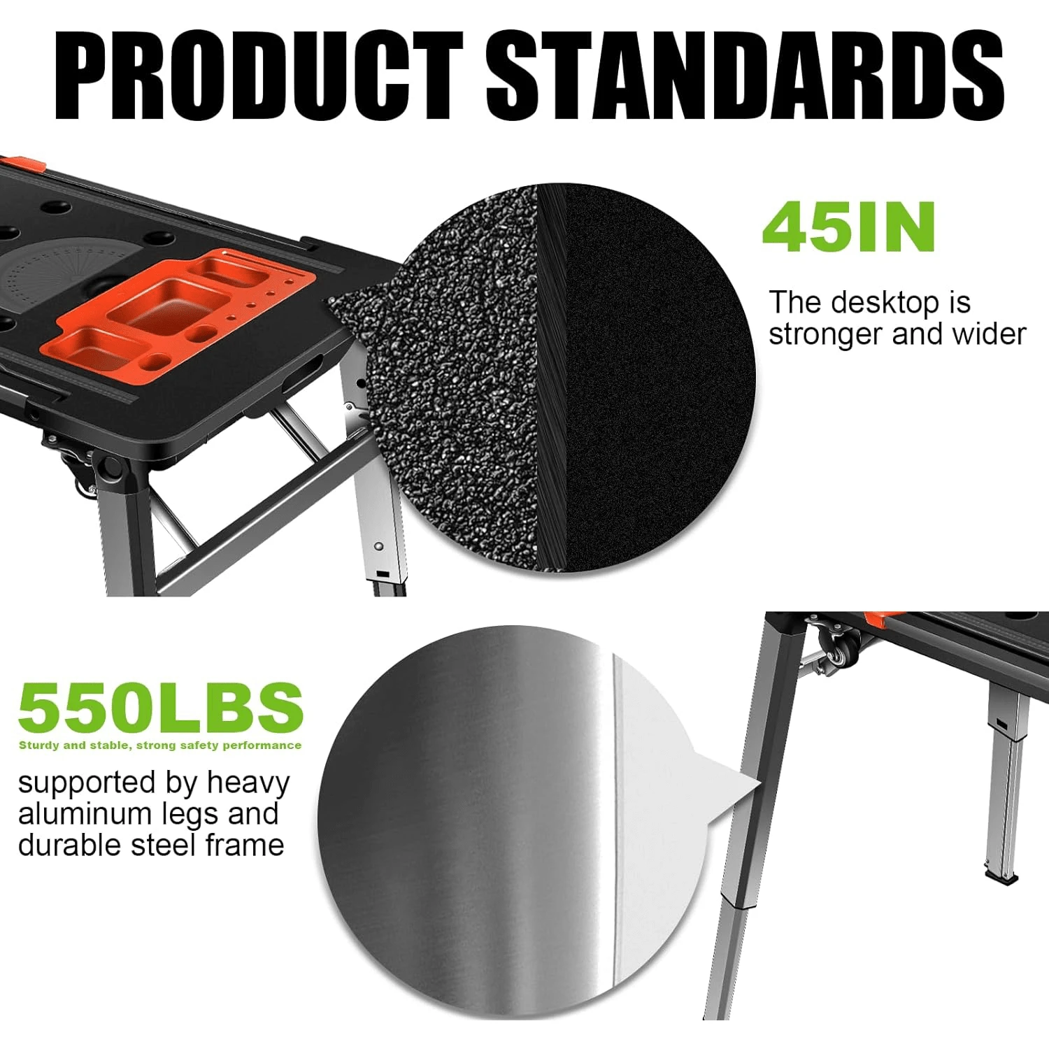 7 in 1 Folding Workbench with Wheels, Multipurpose Heavy Duty Workbench ...