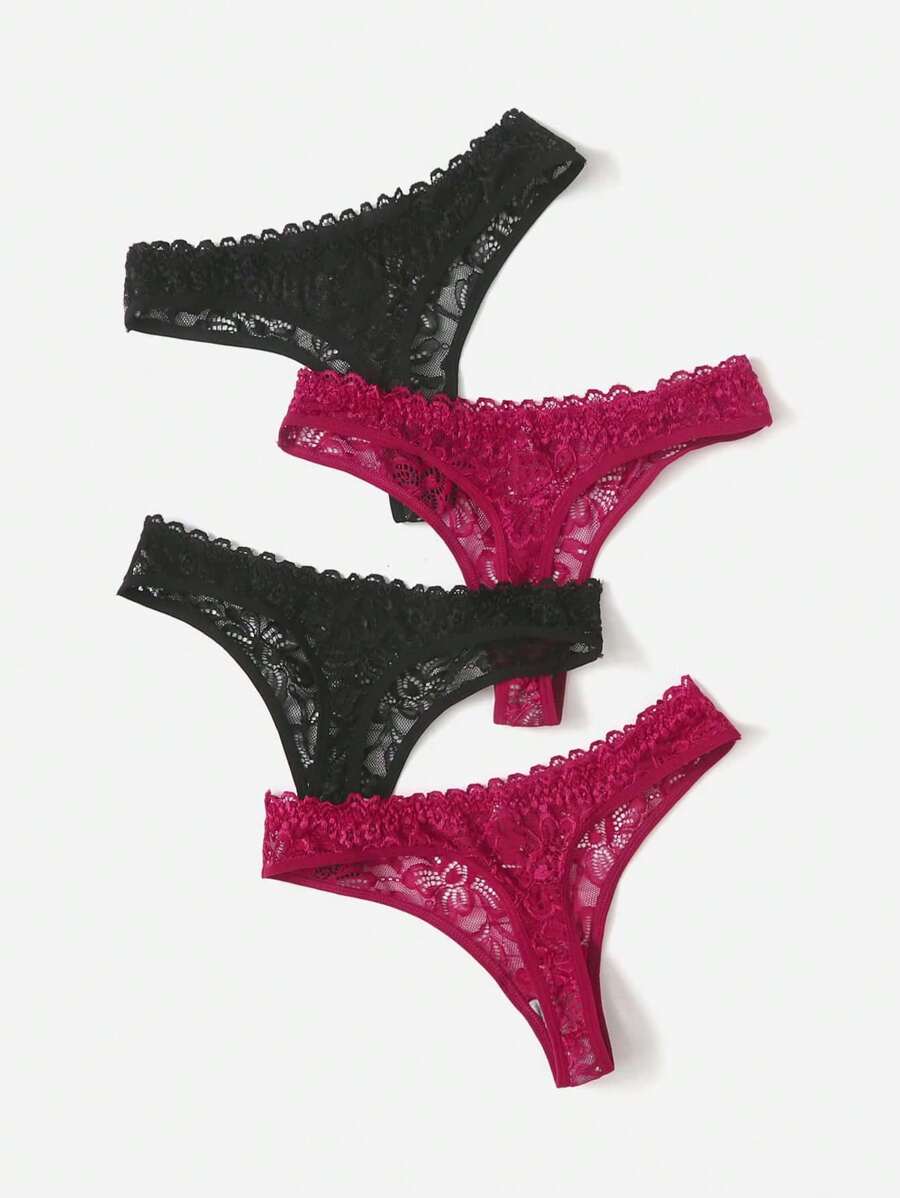 Lace Perspective Thongs | SHEIN USA