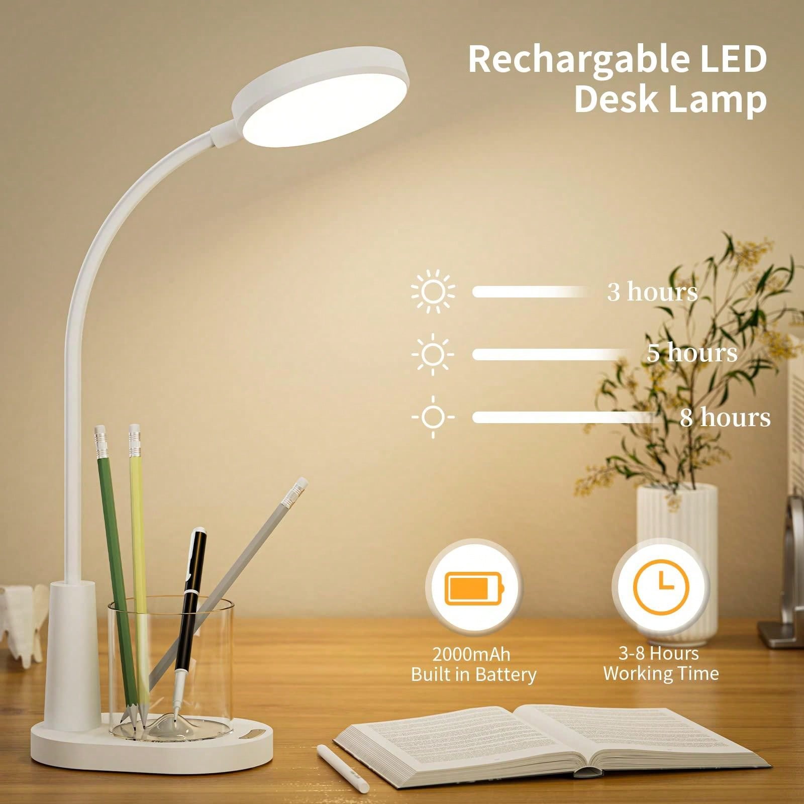 Small LED Desk Salt Lamp - Battery Operated Cordless 3 Color Modes ...