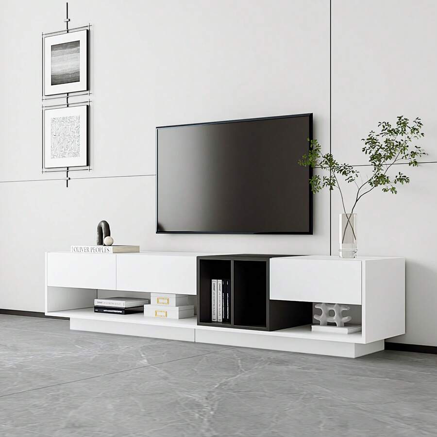 OSQI Sleek and Stylish TV Stand with Perfect Storage Solution, Two-Tone ...