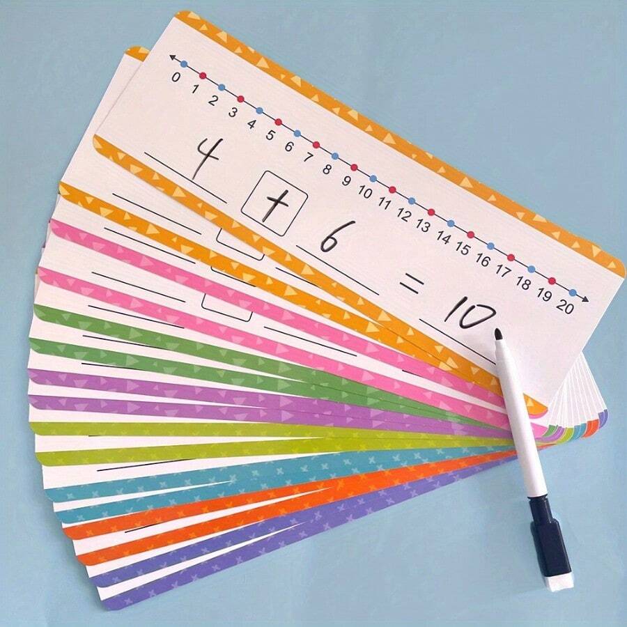 16 Packs Dry Erase Number Line Cards, 0-10, 0-20 Number Line For ...