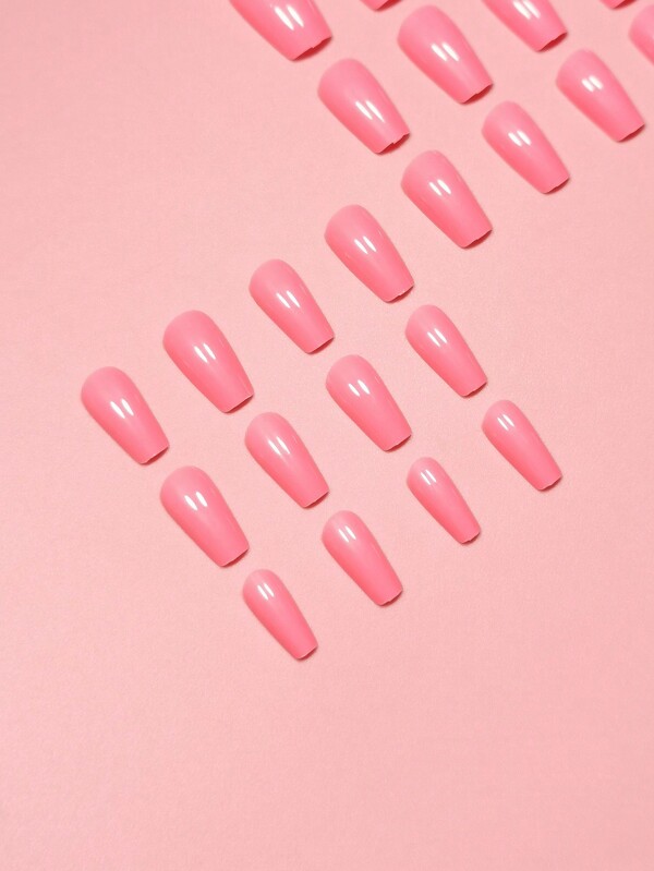 Transform Your Nails with 24pcs Short Coffin Solid Color Baby Pink ...