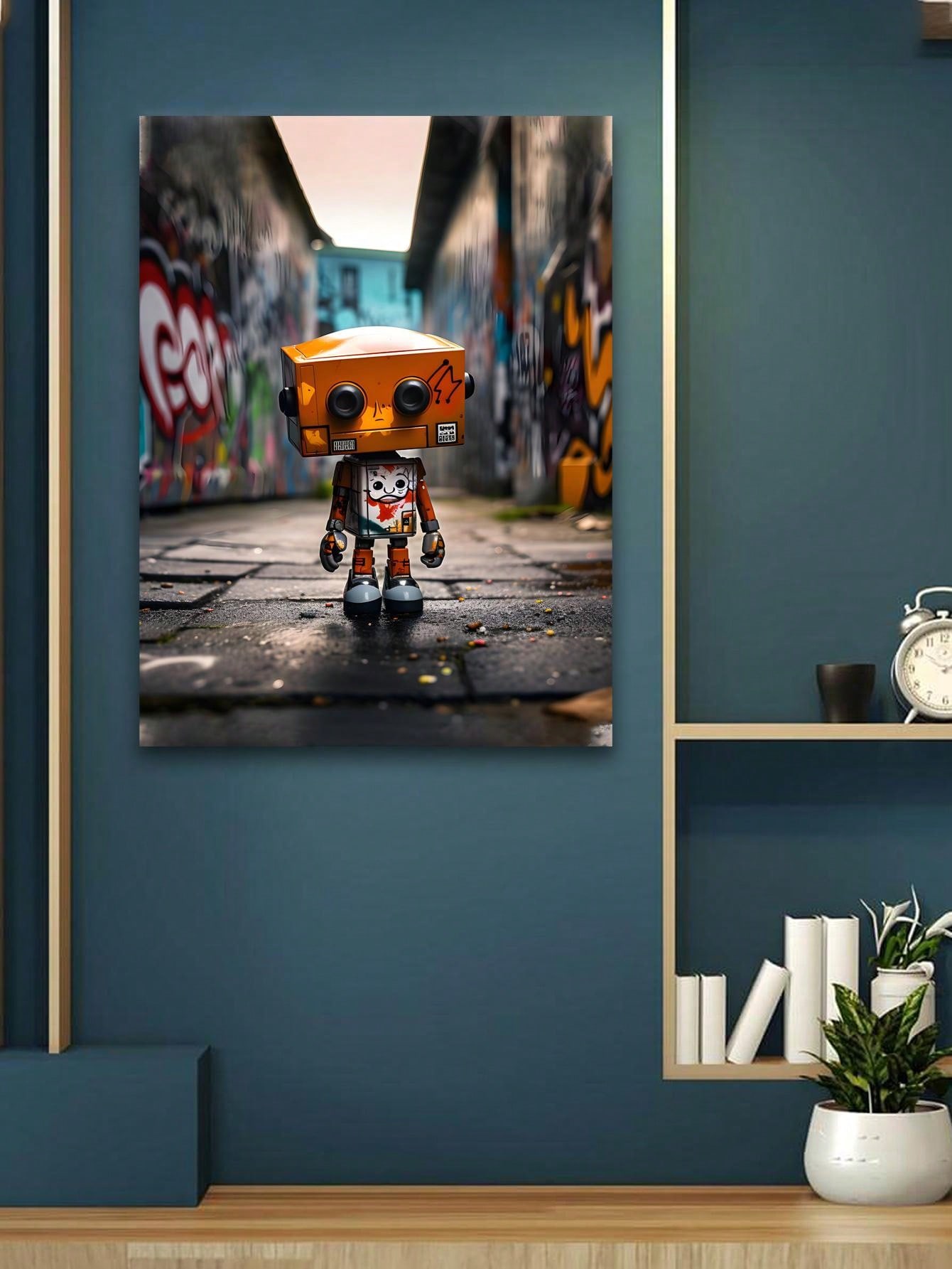 Cute Robot Street Art Graffiti Poster Modern Graffiti Art Canvas Pop ...