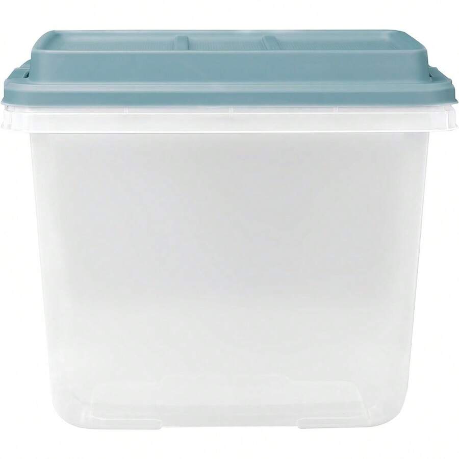 HI-RISE Clear Plastic Bin with Smoke Blue Lid (6 Pack) - 32 qt Storage ...