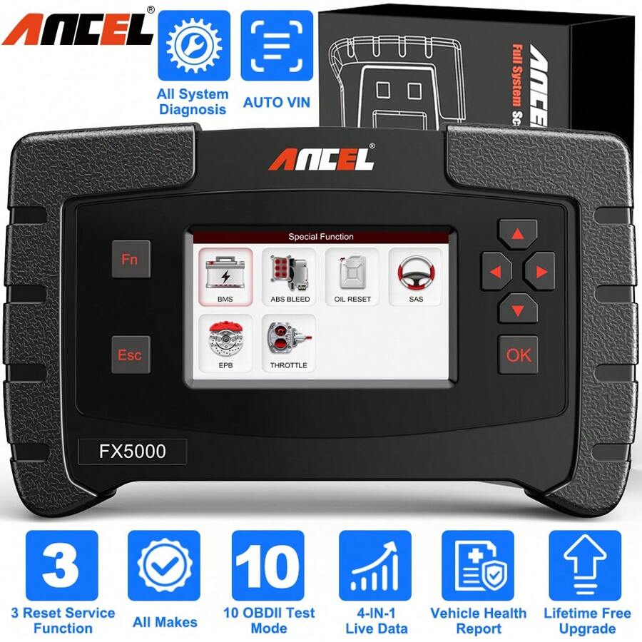 ANCEL FX5000 OE-Level Full System Diagnostic Scan Tool OBD2 Code Scanner With EPB Oil Reset ABS ...