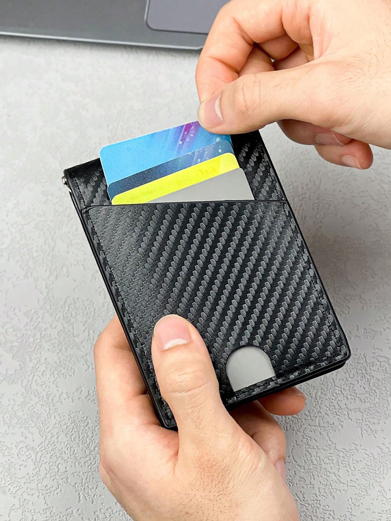 Rfid Carbon Fiber Leather Men Airtag Wallets Purse Credit Card Holder ...