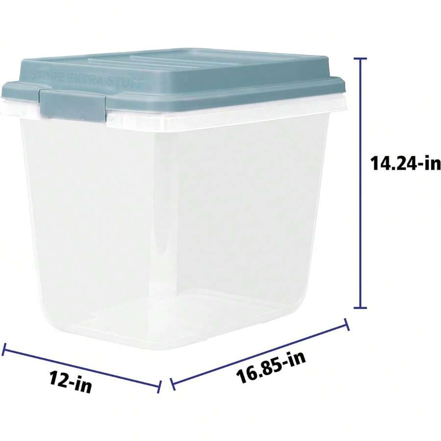 HI-RISE Clear Plastic Bin with Smoke Blue Lid (6 Pack) - 32 qt Storage ...