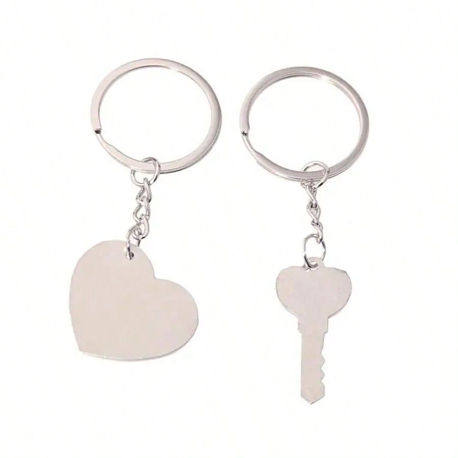 2pcs/set 'i Love You' Heart Shaped Keychains, Couple Keyrings For Men ...