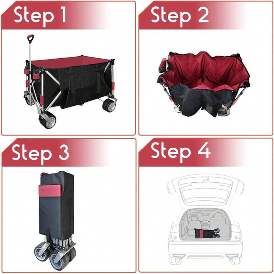 Debao Extra Large Collapsible Wagon Cart, 240L Capacity Foldable Wagon ...