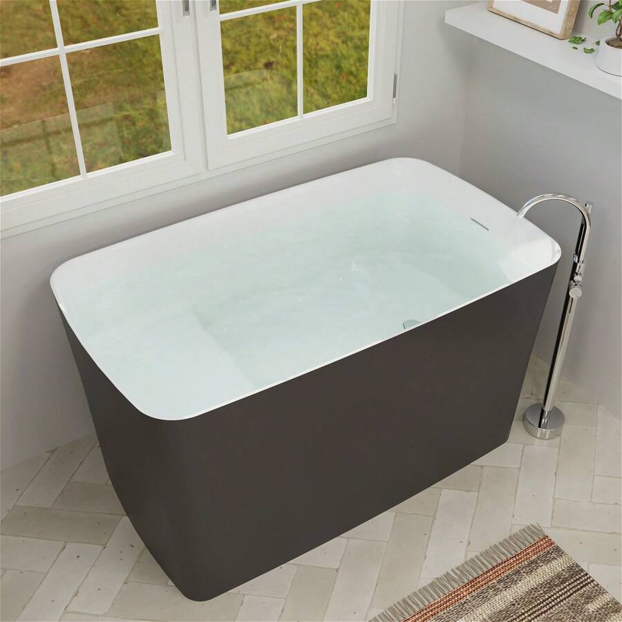 47" Lucite Acrylic Freestanding Bathtub Square Shape Japanese Soaking ...