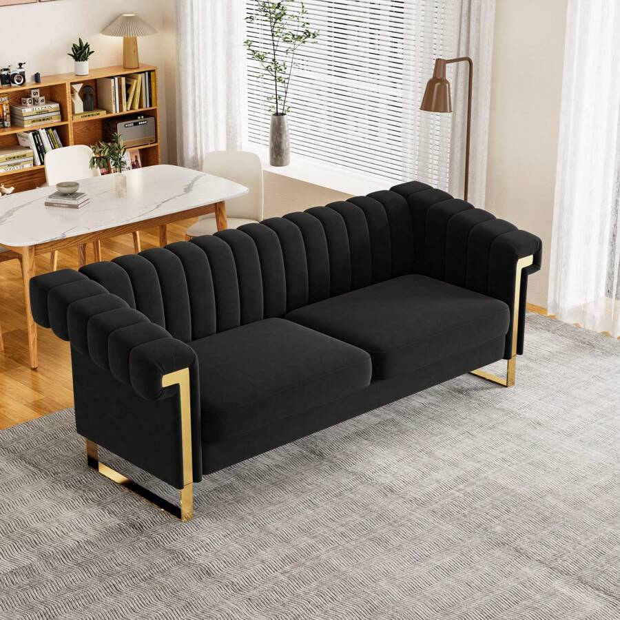 Merax 84 Inch Chesterfield Sofa, Mid-Century Modern Velvet Couch Sofa ...