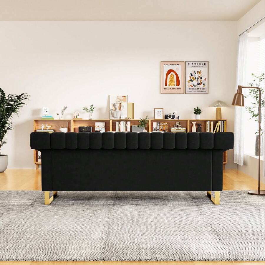 Merax 84 Inch Chesterfield Sofa, Mid-Century Modern Velvet Couch Sofa ...