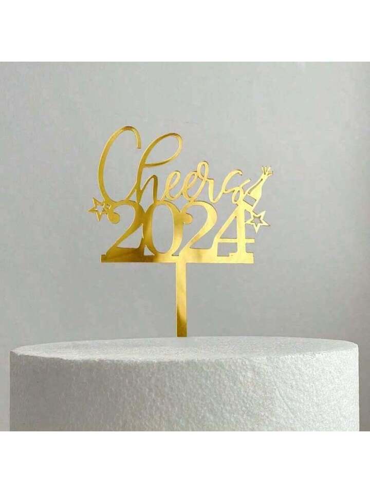 Glitter Hello 2024 Happy New Year Cake Toppers 2024 Gold Cake topper ...