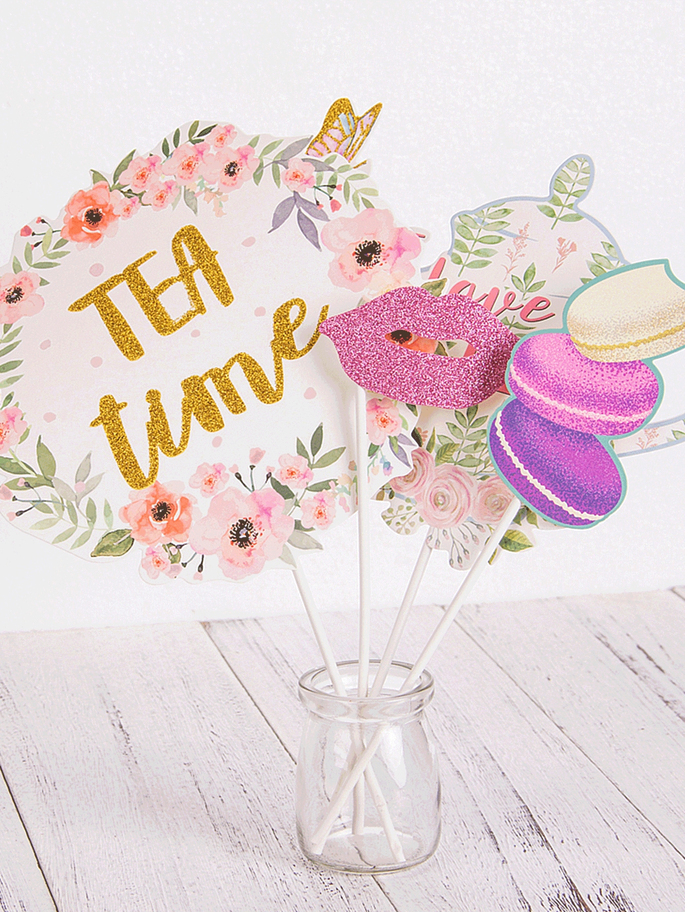 14 PCS LET'S PAR TEA Photo Booth Props Tea Party Birthday Decoration ...