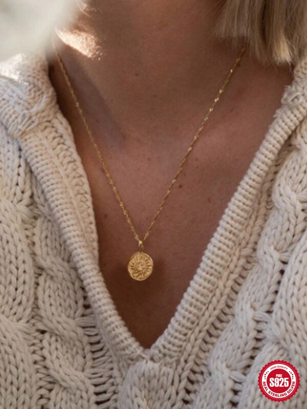 1 PC Ins Korean Gold Necklace S925 Sterling Silver Minimalist ...