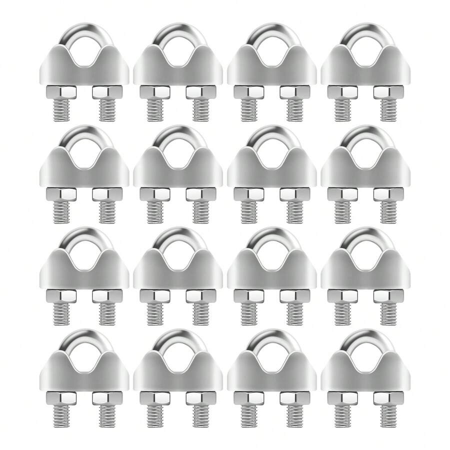 16 Pcs Wire Rope Clamps,M4 Wire Rope Cable Clip,Wire Rope Accessory Set ...