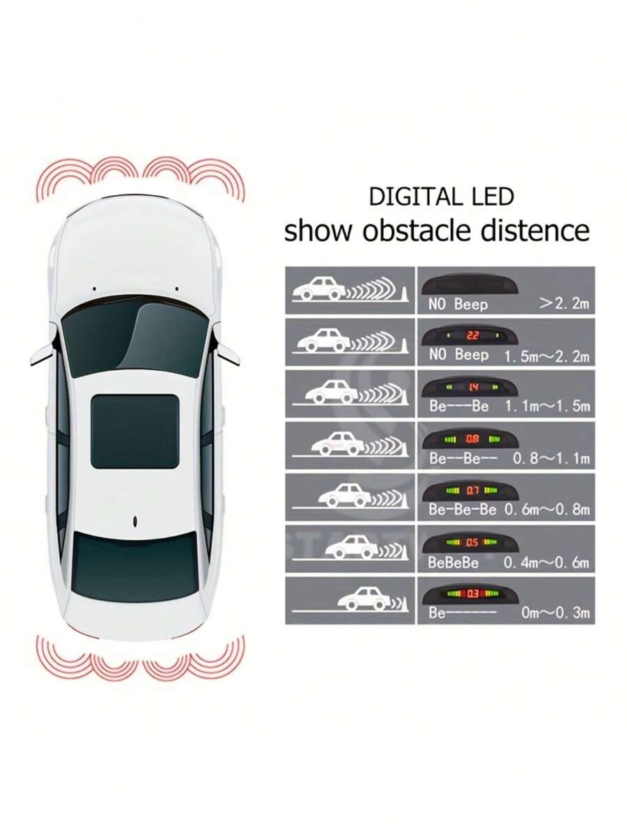 Car Auto Parktronic Led Parking Radar With 4 Parking Sensors Backup Car Parking Radar Monitor