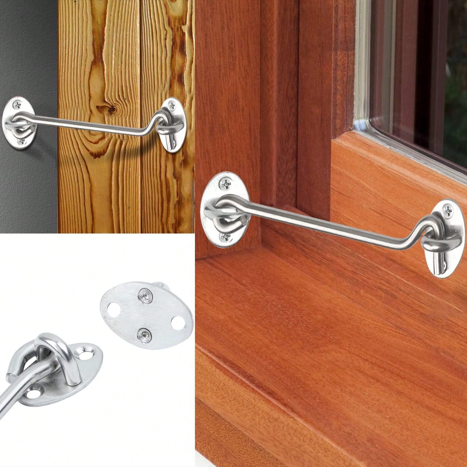 1pc Hook Eye Latch Door Lock, Silver Cabin Hooks Stainless Steel Heavy ...