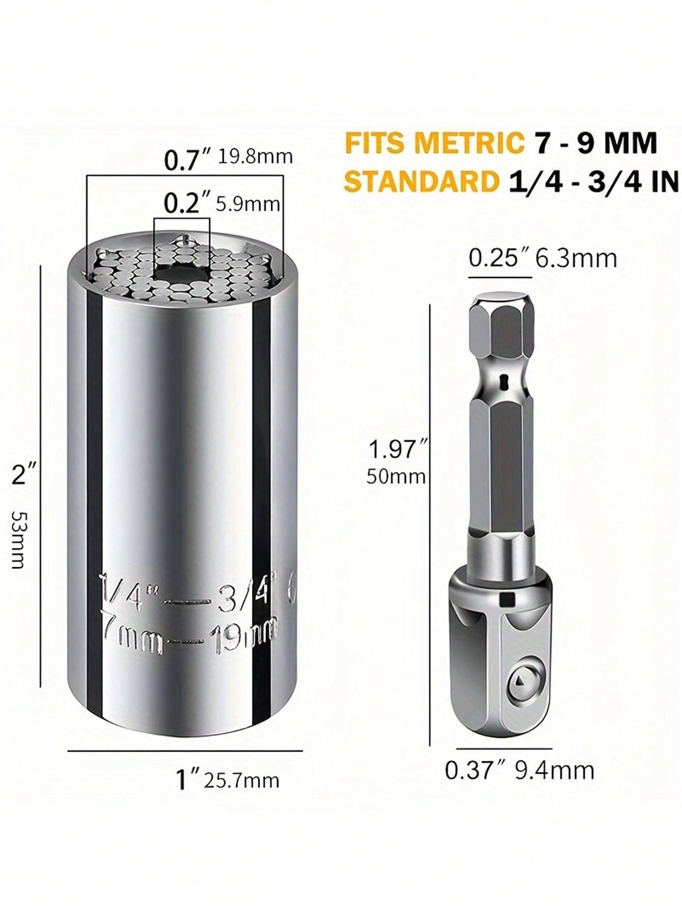 2pcs Universal Socket Wrench 7-19mm Professional Sockets PortableTools ...