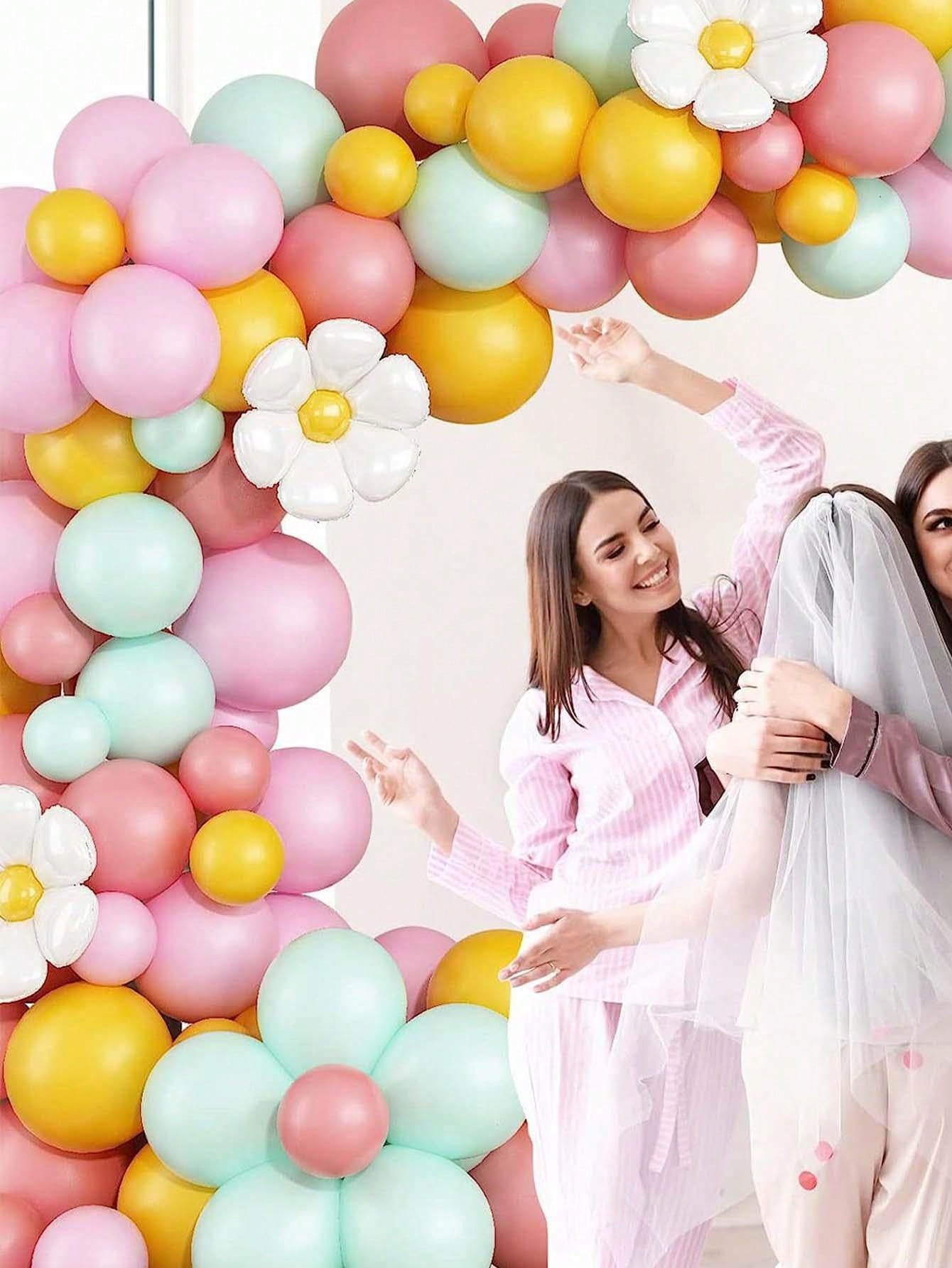 140pcs Daisy Themed Party Balloon Set, Baby Birthday Decoration With ...