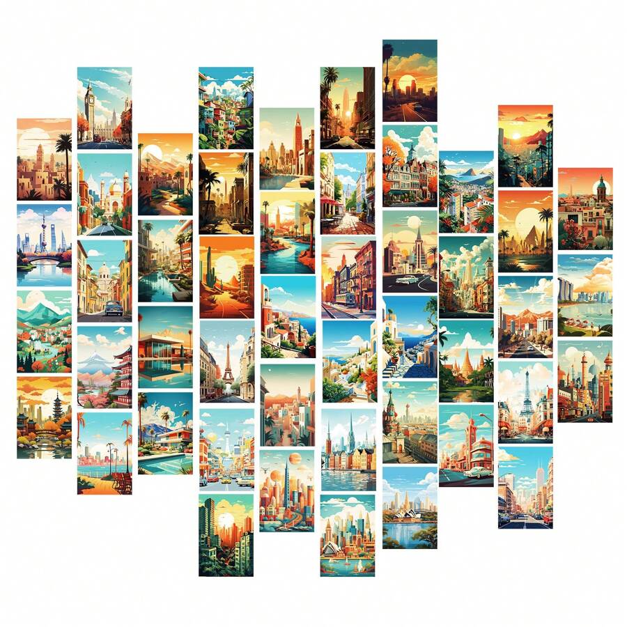 50PCS Landscape Wall Collage Kit Aesthetic, City Picture Collage Wall ...